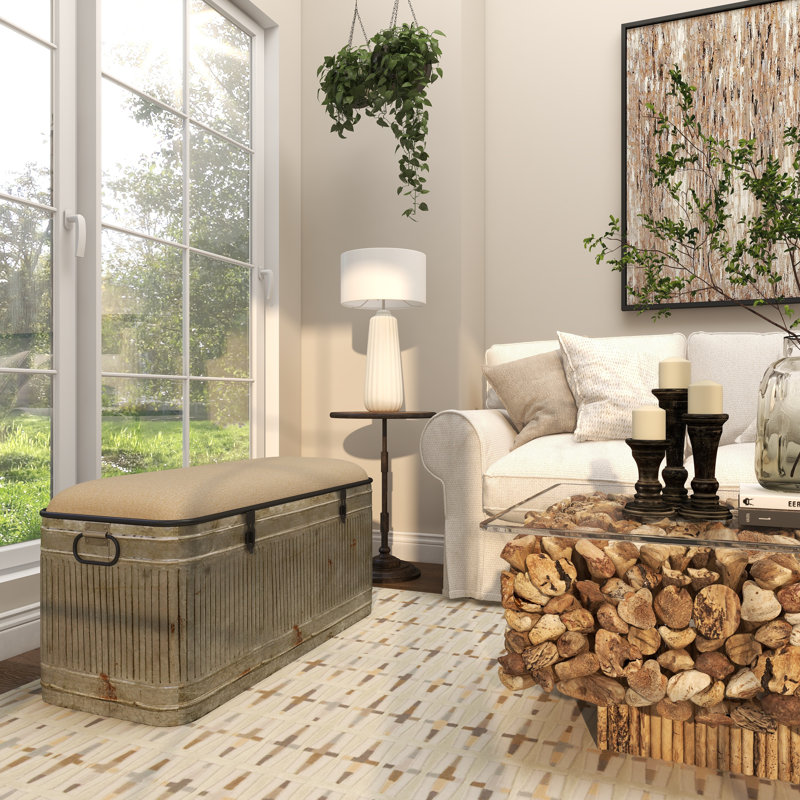 White farmhouse storage bench store